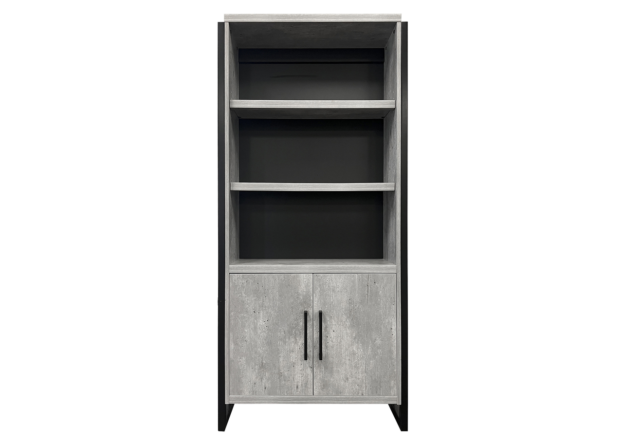 Mason Wood Laminate Bookcase with Doors In Concrete Gray by Martin ...