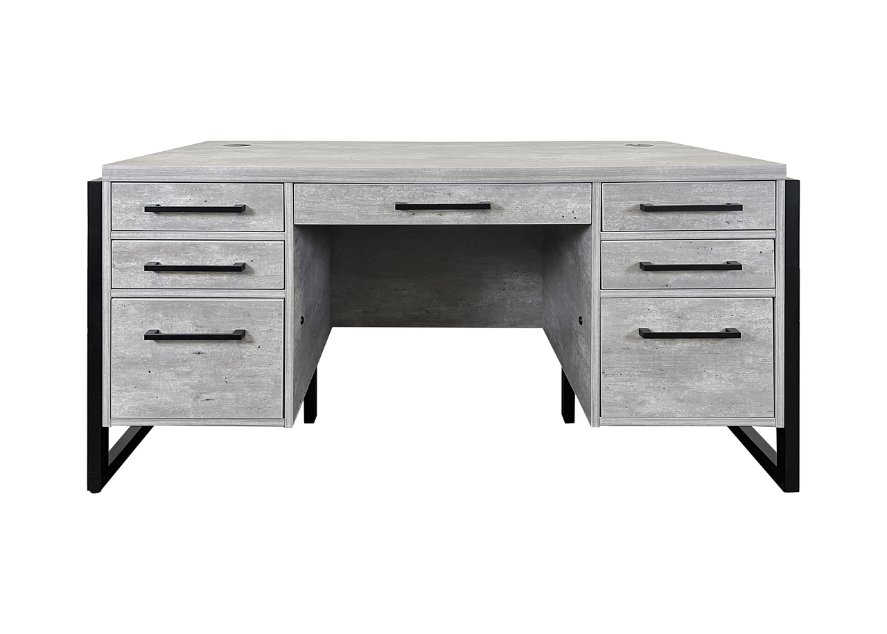 Mason Wood Laminate Double Pedestal Executive Desk In Concrete Gray by ...