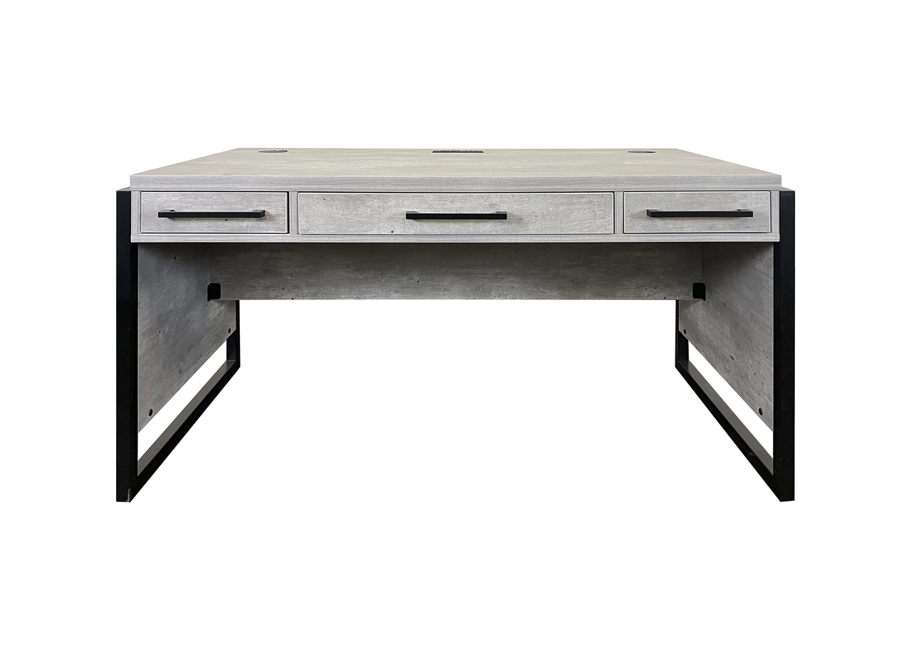 Mason Wood Laminate Writing Desk with Drawers In Concrete Gray by ...