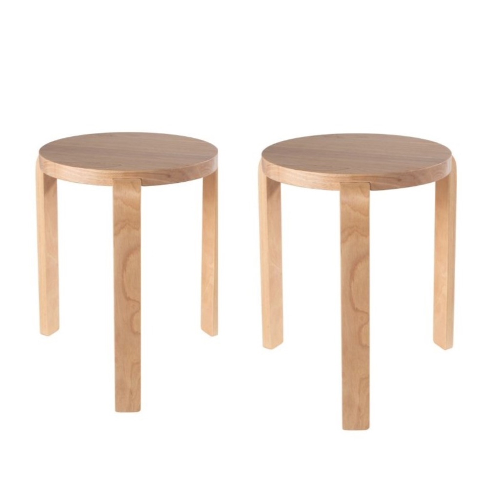 Mateo Round Backless Stacking Stools Set of 2 In Blonde Oak by Boraam ...