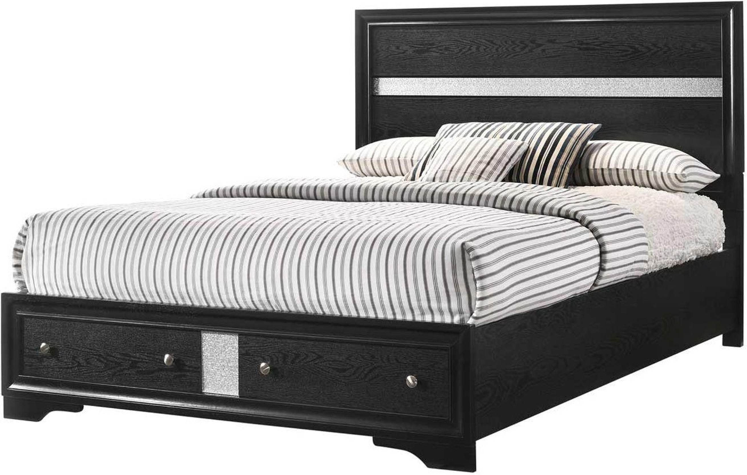 Galaxy Home Furnishings Traditional Matrix King Size Storage Bed in Black Made with Wood