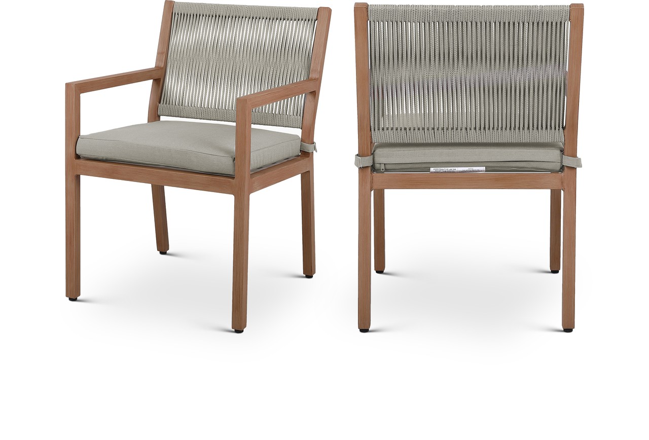 Maui Water Resistant Fabric Outdoor Patio Dining Arm Chair Set of 2 In ...