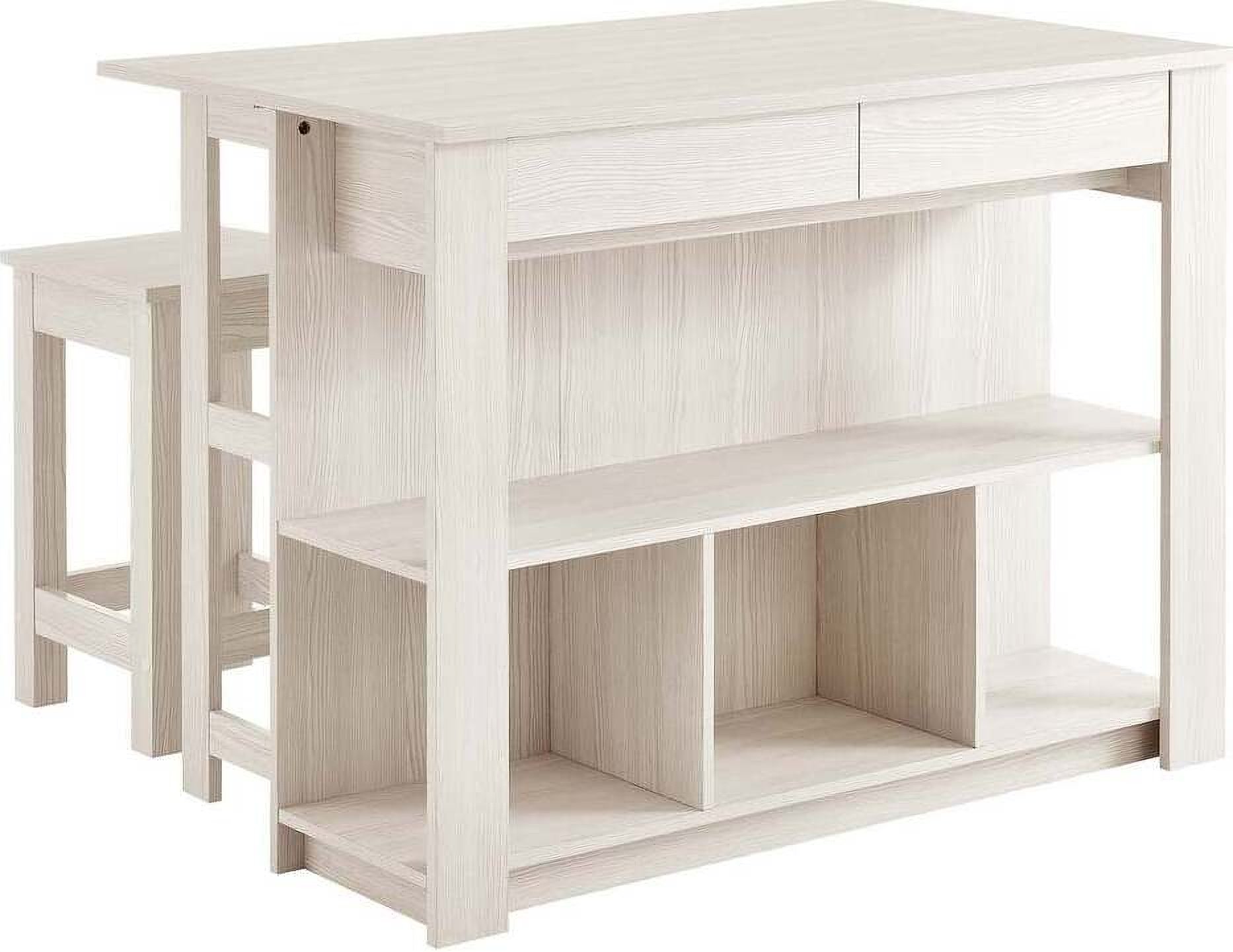 Meadowbrook 3 Piece Kitchen Island and Stool Set In Maple by Modway ...