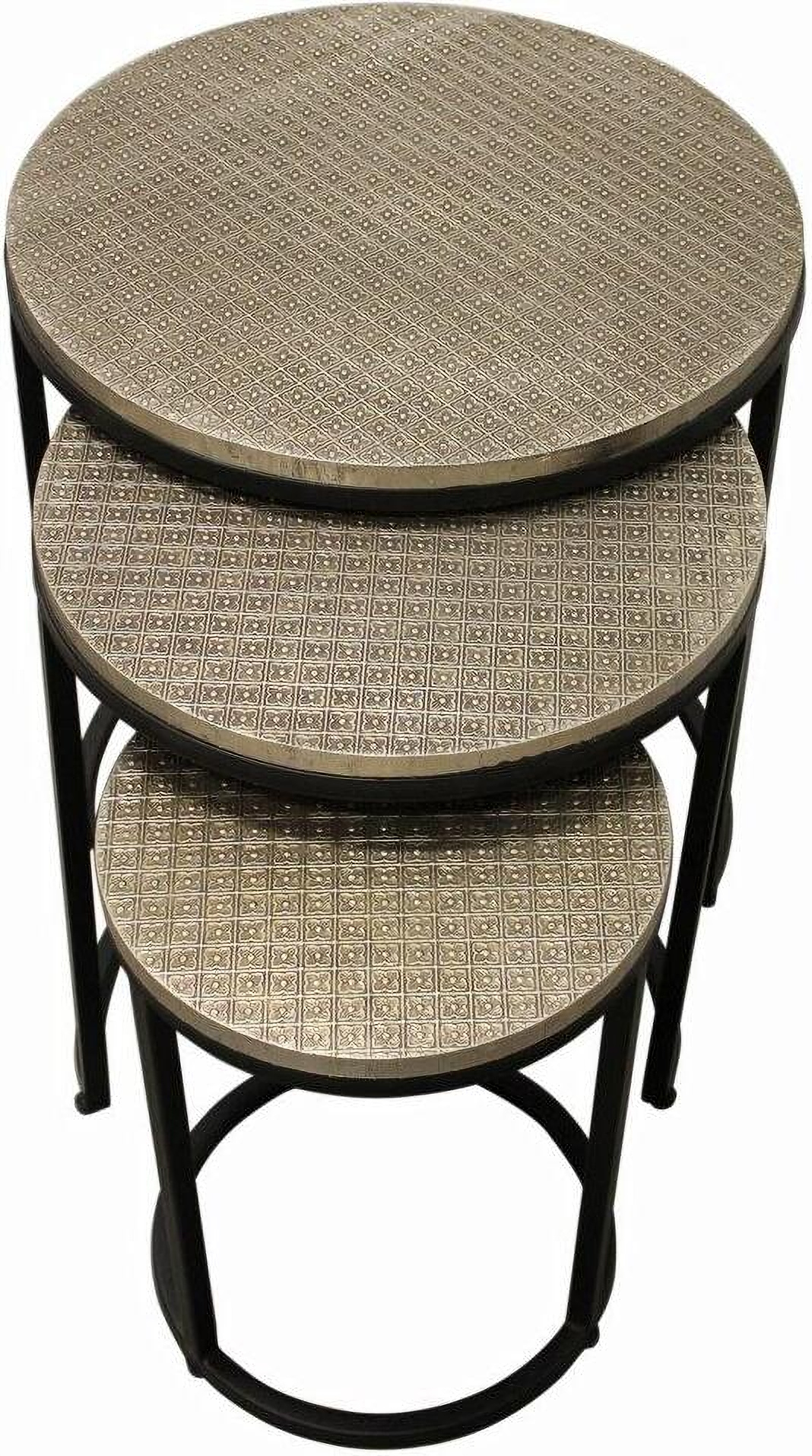 Meenal Metal Cladded Top Round Nesting Table In Silver by Moti | 1StopBedrooms