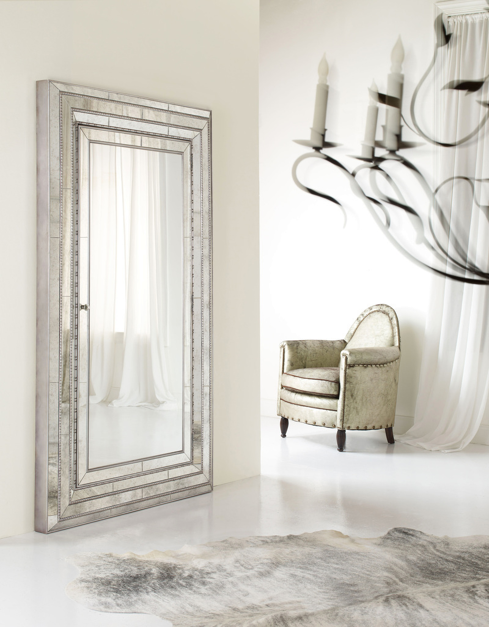 Melange Gold Glamour Floor Mirror with Jewelry Storage by Hooker ...