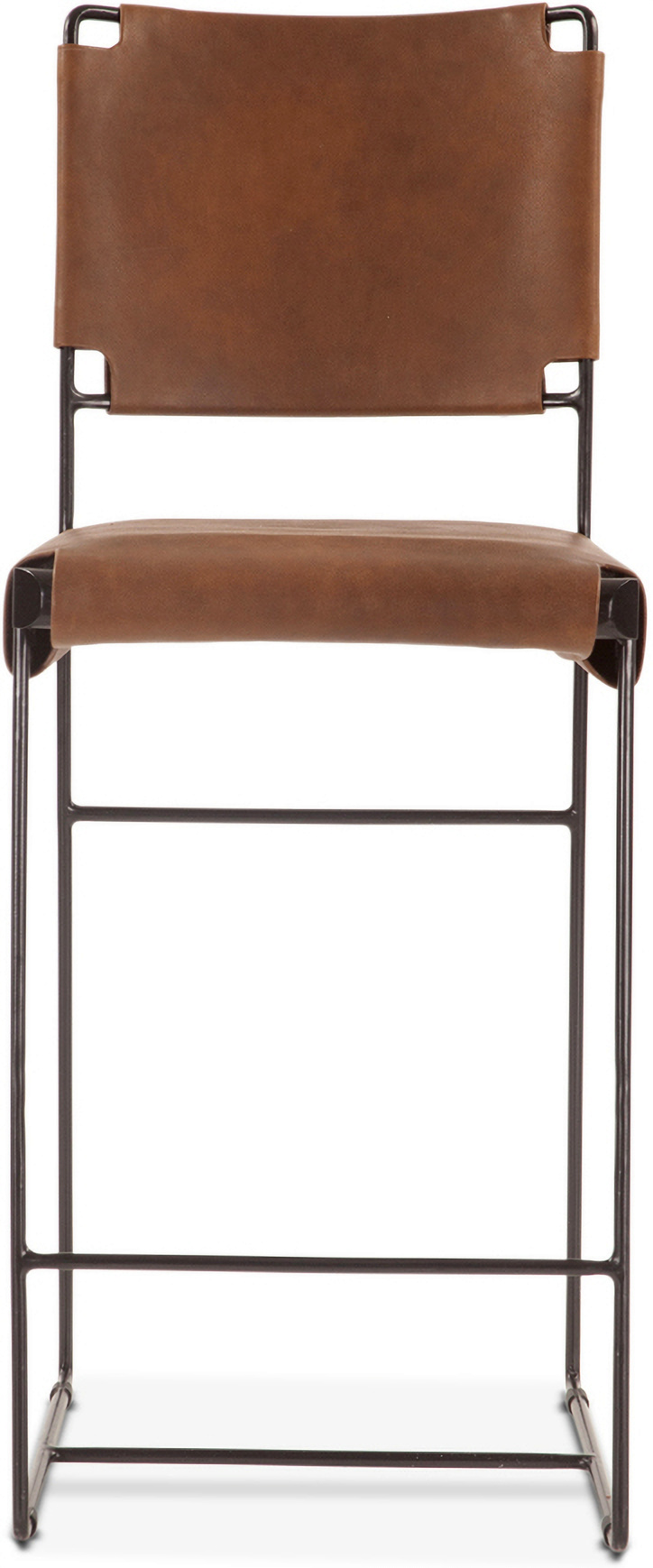 Melbourne 17 Inch Buffalo Leather and Iron Counter Chair In Brown by ...