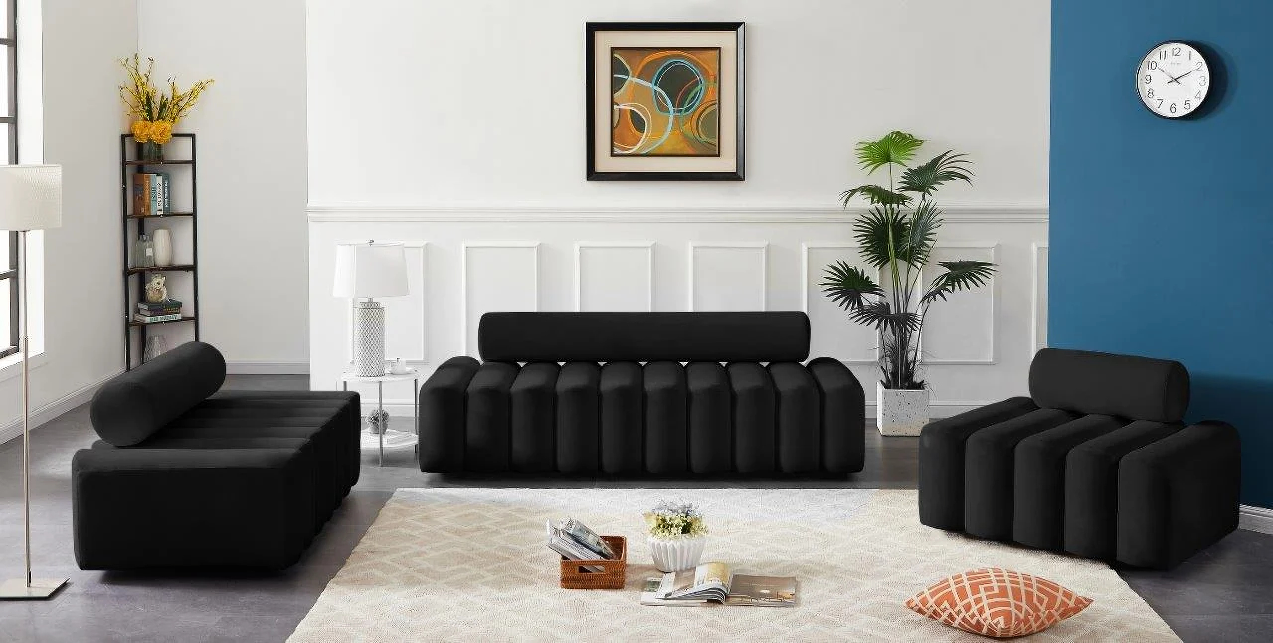 Melody Living Room Set In Black by Meridian | 1StopBedrooms