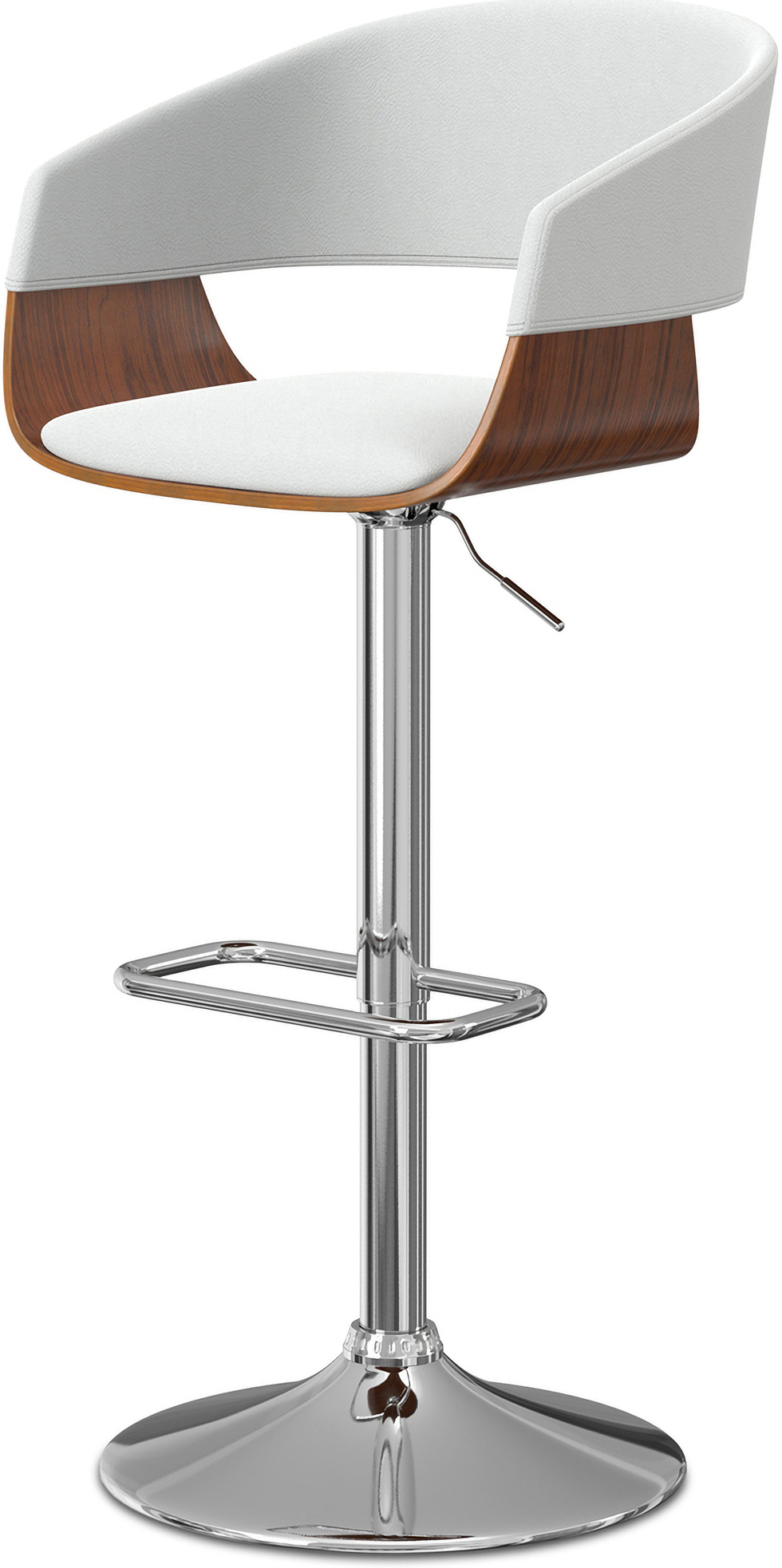 Mesa Adjustable Swivel Bar Stool with Open Back and Footrest In Walnut ...