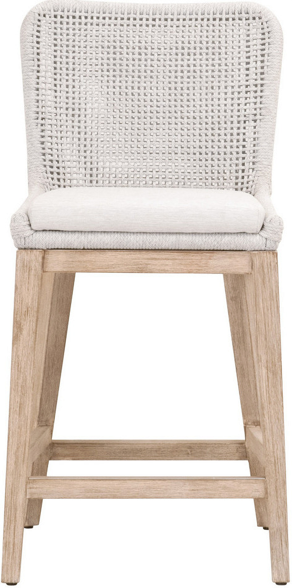 Woven Mesh Counter Stool In White and Natural Gray by Essentials For ...