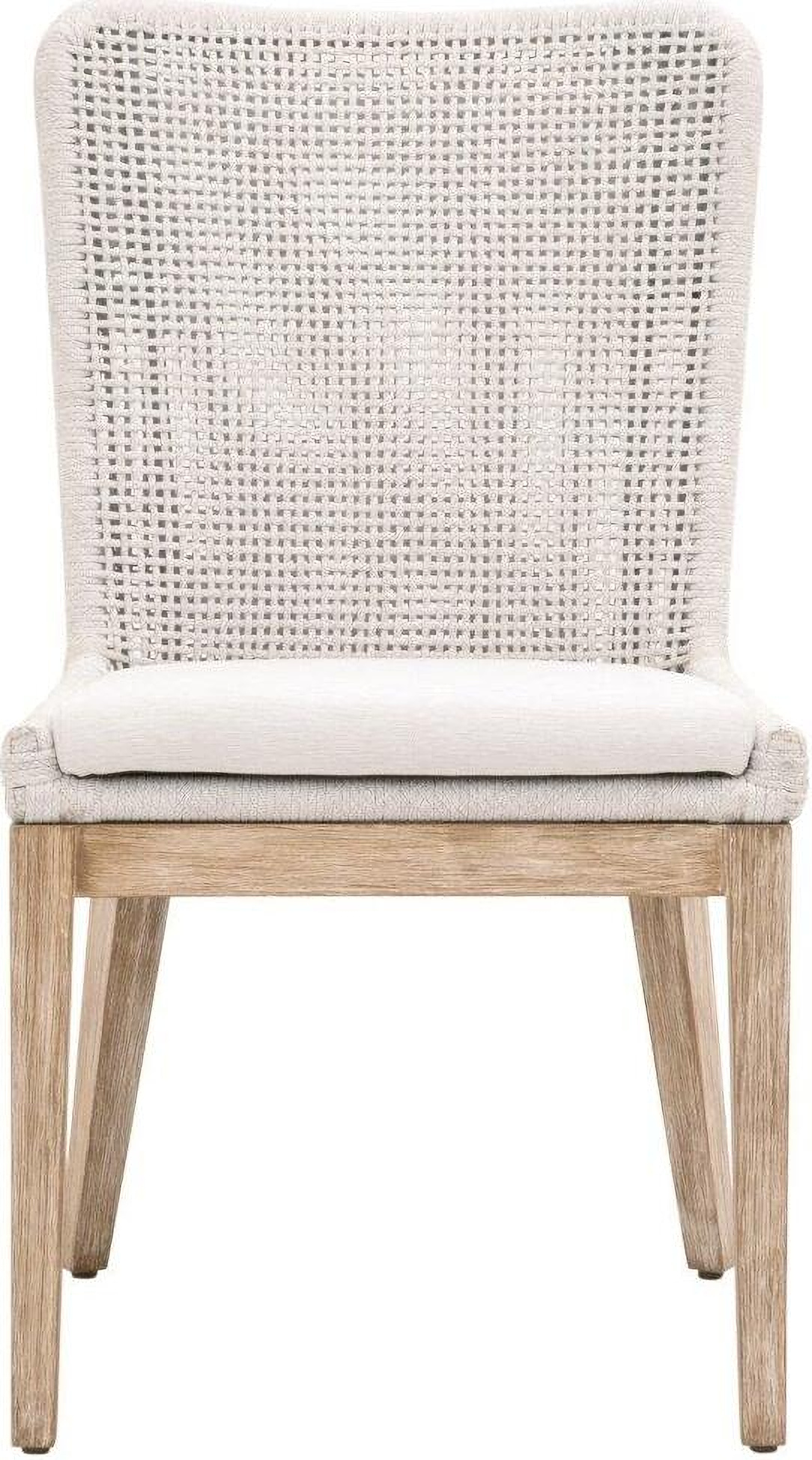 Woven Mesh Dining Chair Set of 2 In White and Natural Gray by ...