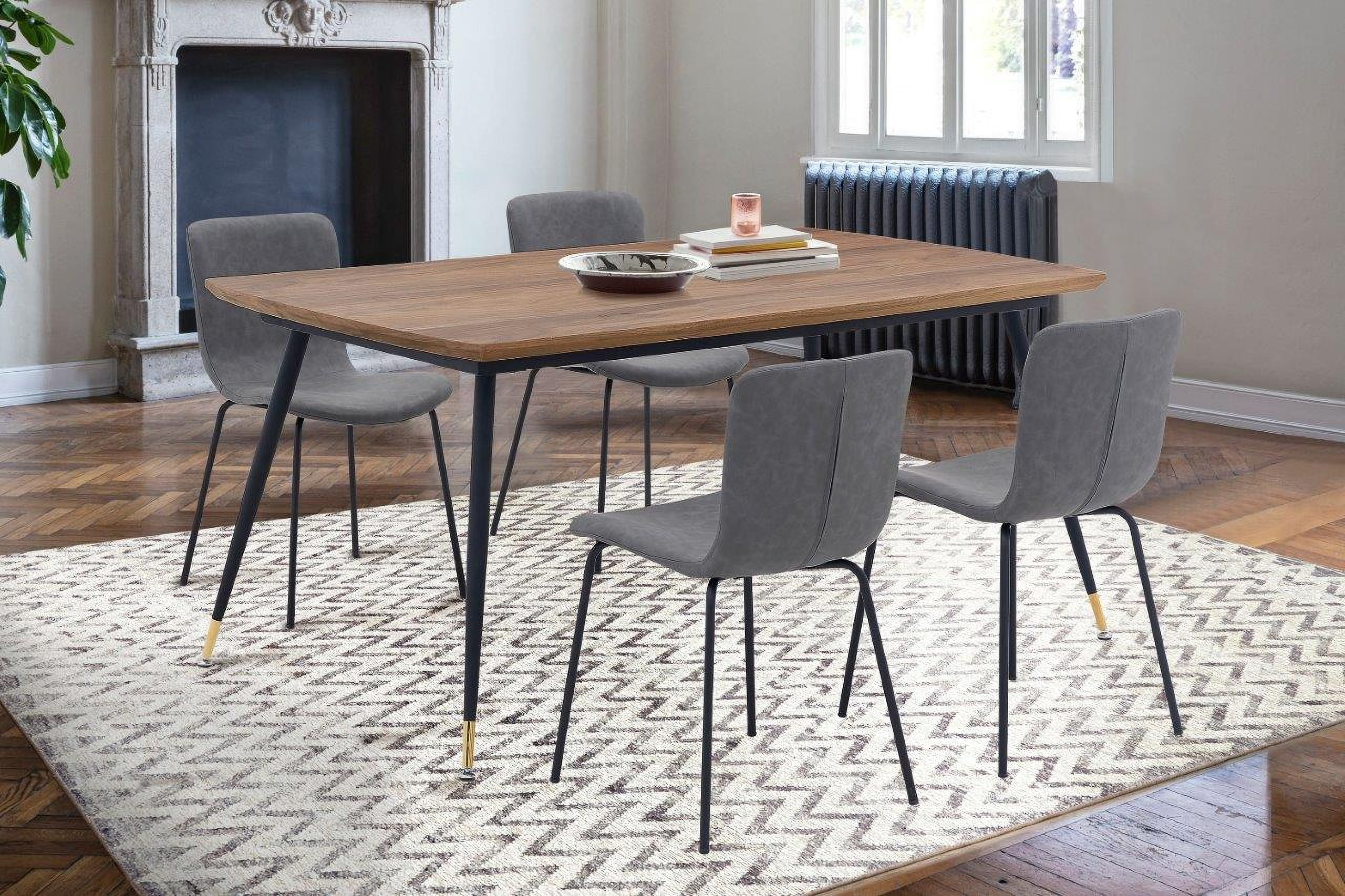Messina and Gillian Light Grey Fabric Rectangular Dining Room Set by ...
