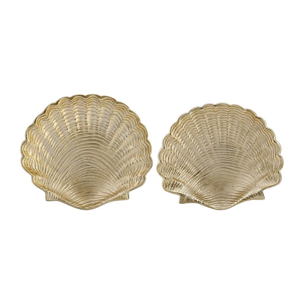 Metal 10/12 Inch Flat Shell Dish Set of 2 In Champagne by Sagebrook ...