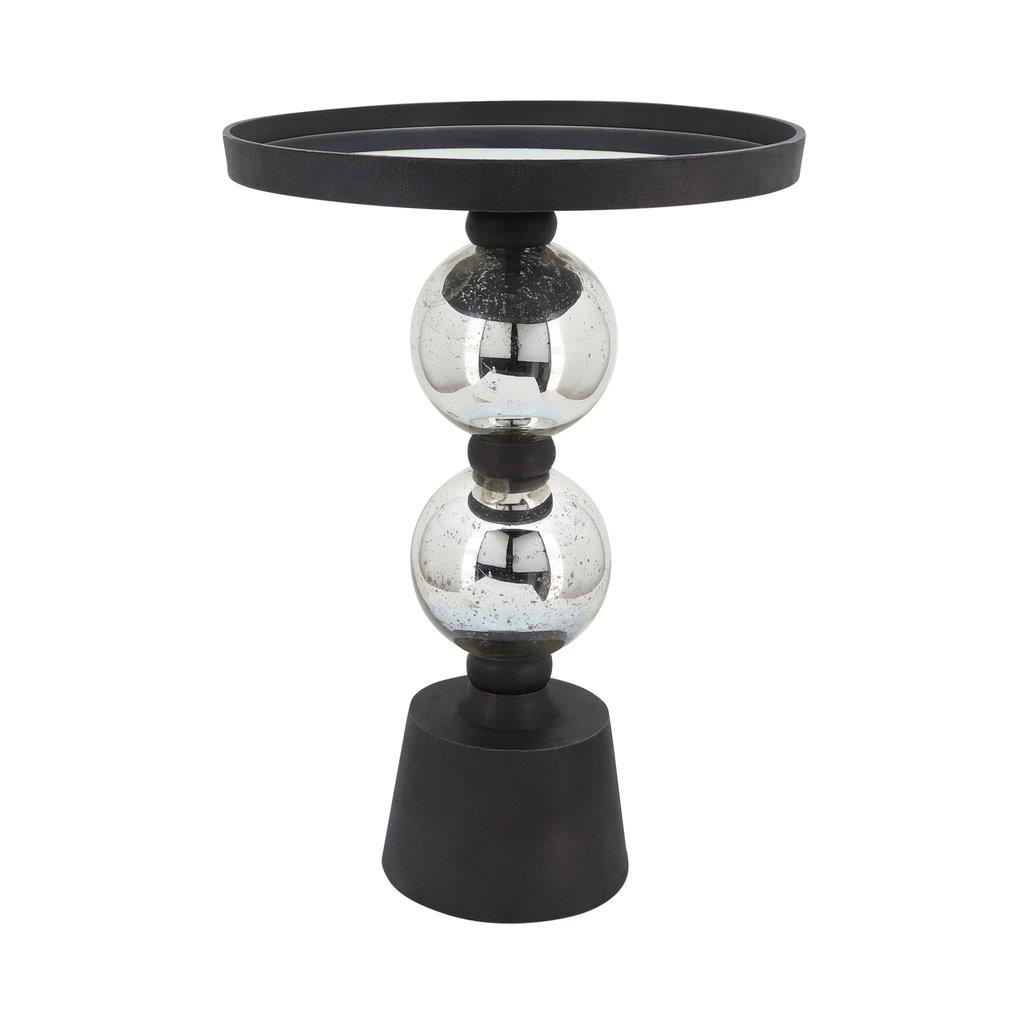 Metal 22 Inch Orb Side Table With Mirror Top In Silk And Black by ...