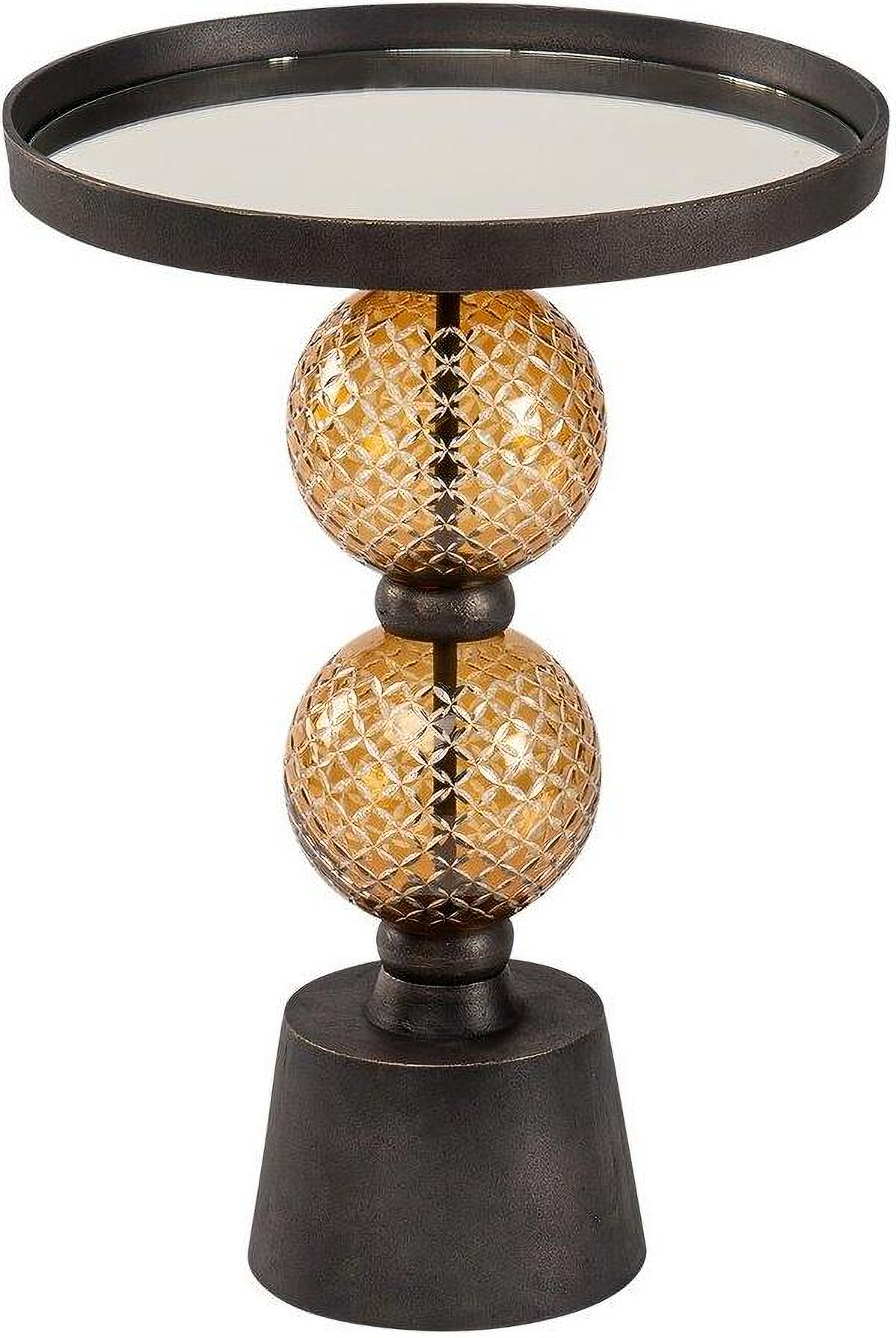 Metal 22 Inch Orb Side Table With Mirror Top In Gold And Black by Sagebrook Home | 1StopBedrooms