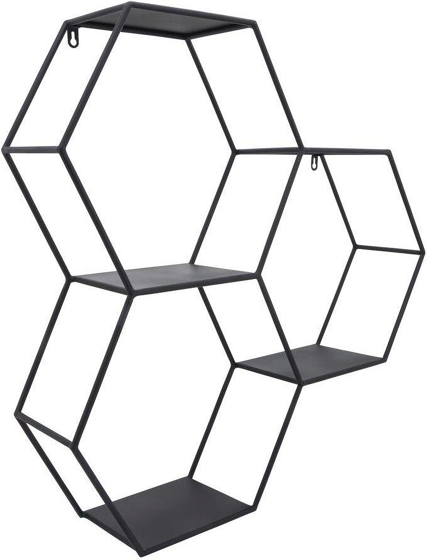 Metal 26 Inch He x agon Wall Shelf In Black by Sagebrook | 1StopBedrooms