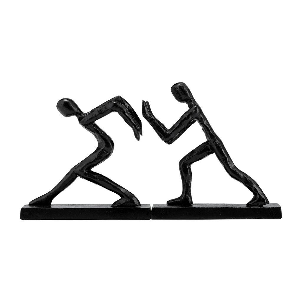 Metal 9 Inch Push Hold Figures Bookends Set of 2 In Black by Sagebrook ...