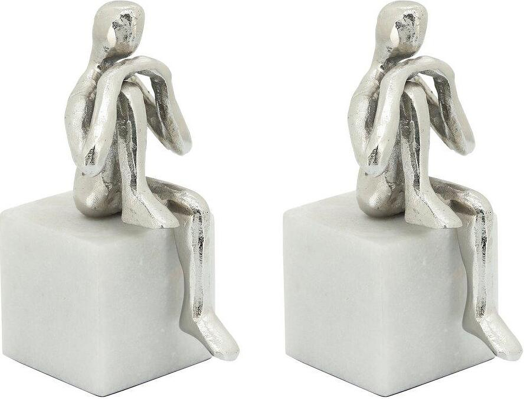 Metal And Marble Sitting Leg Up Bookends Set of 2 In Silver by ...