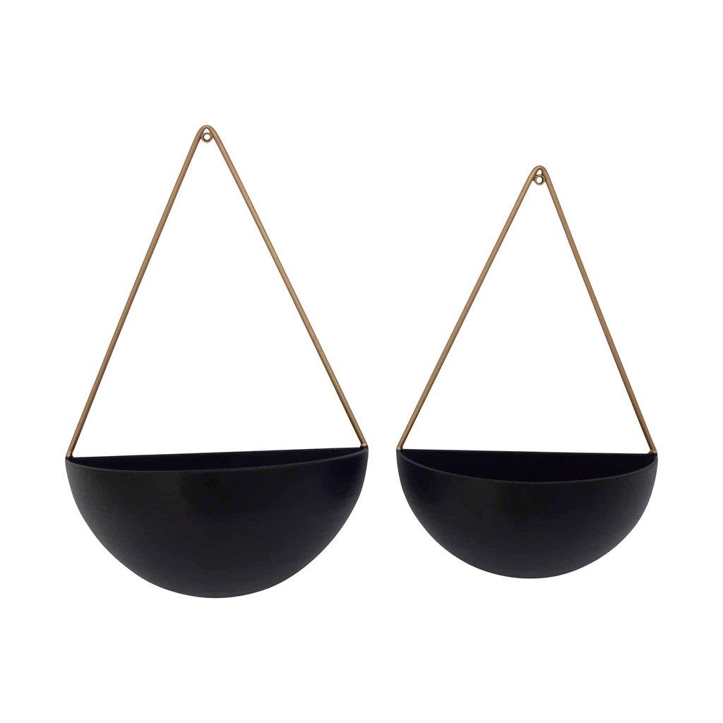 Metal Half Moon Wall Planters Set of 2 In Black by Sagebrook ...