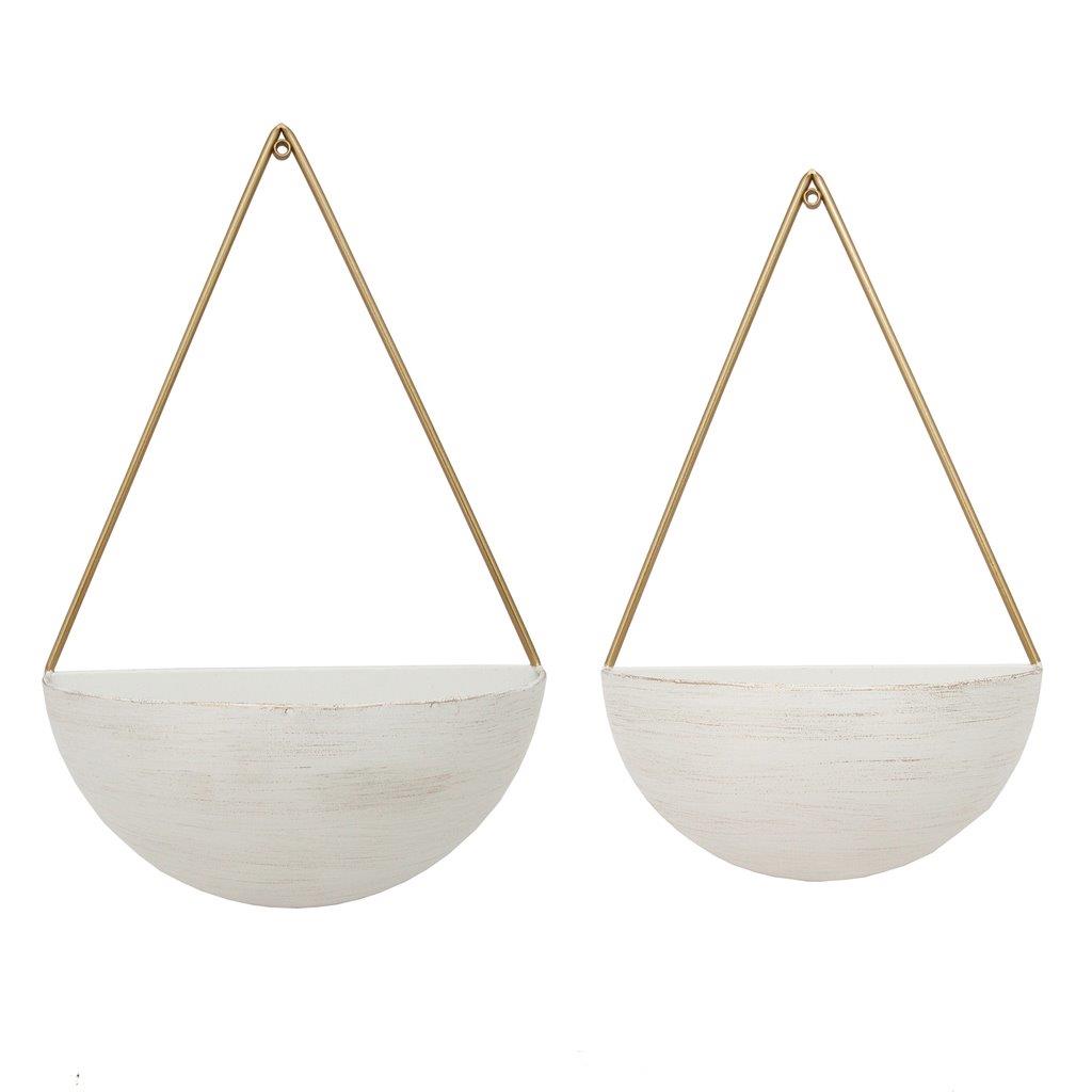 Metal Half Moon Wall Planters Set of 2 In White by Sagebrook Home ...