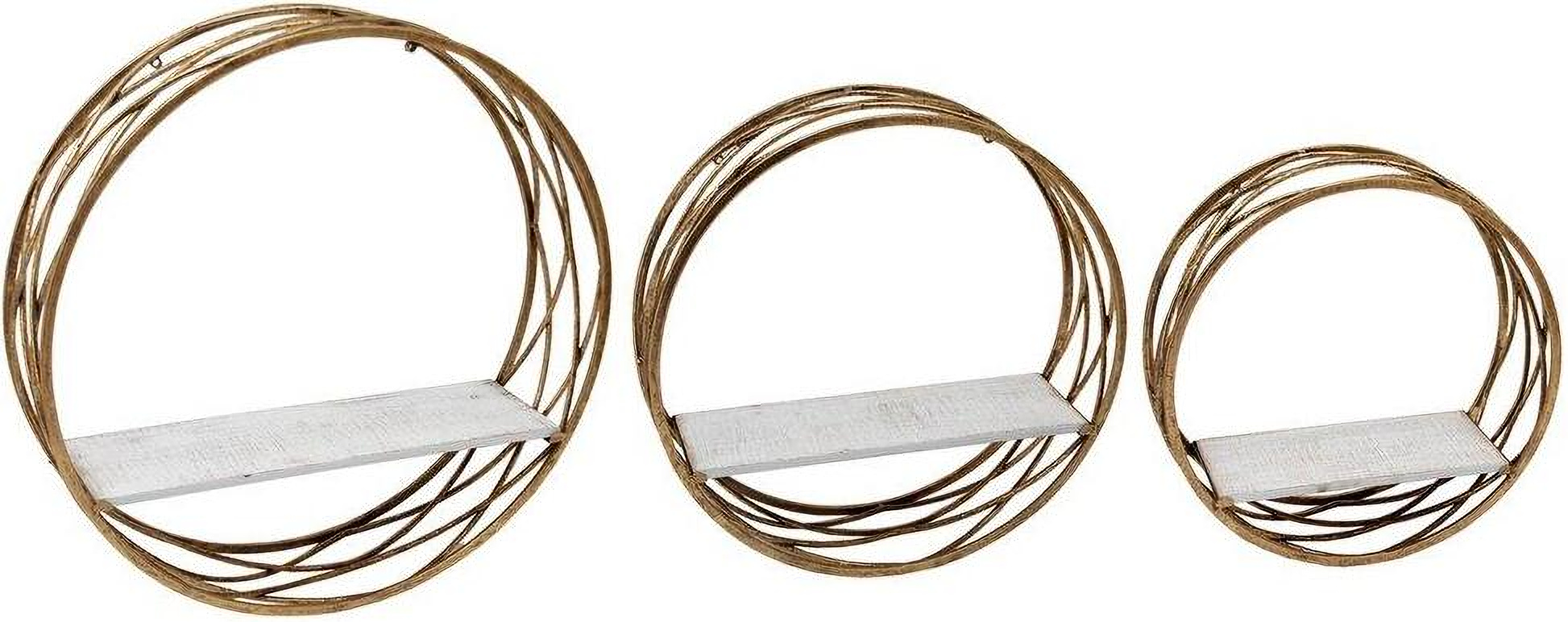 Metal Round Wall Shelves Set of 3 In White And Gold by Sagebrook ...