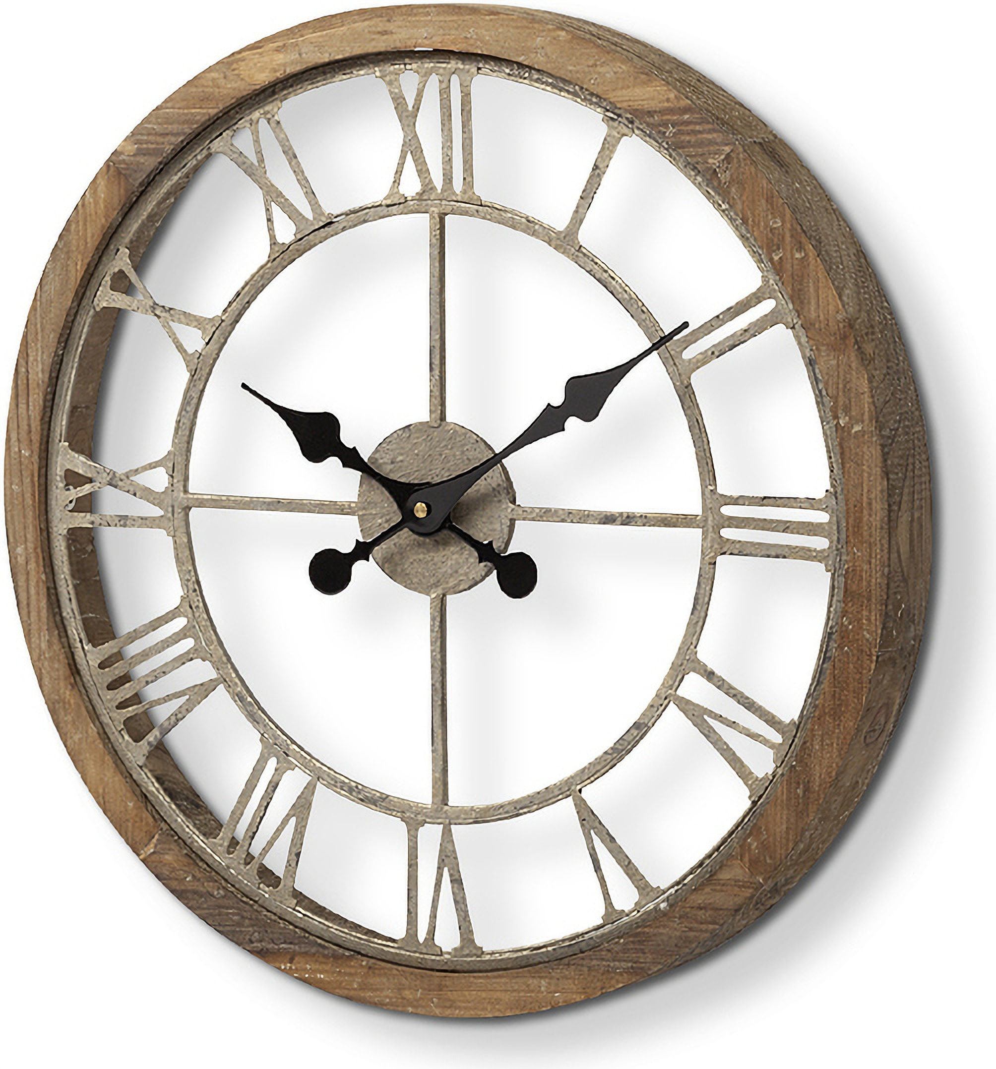 Mething 19 Inch Wall Clock In Brown by Mercana | 1StopBedrooms