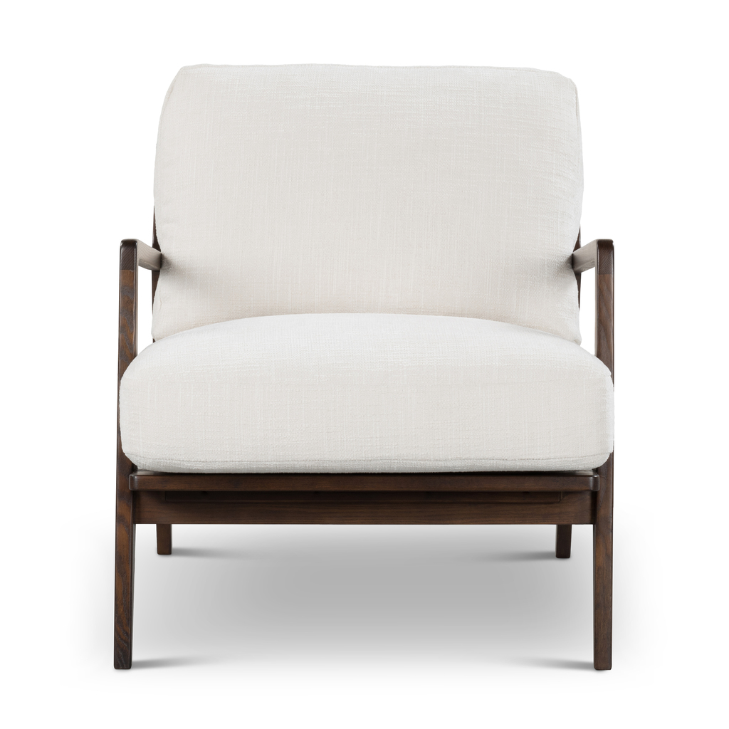 Metro Carmelo Upholstered Genuine Leather Accent Chair In Cream and ...