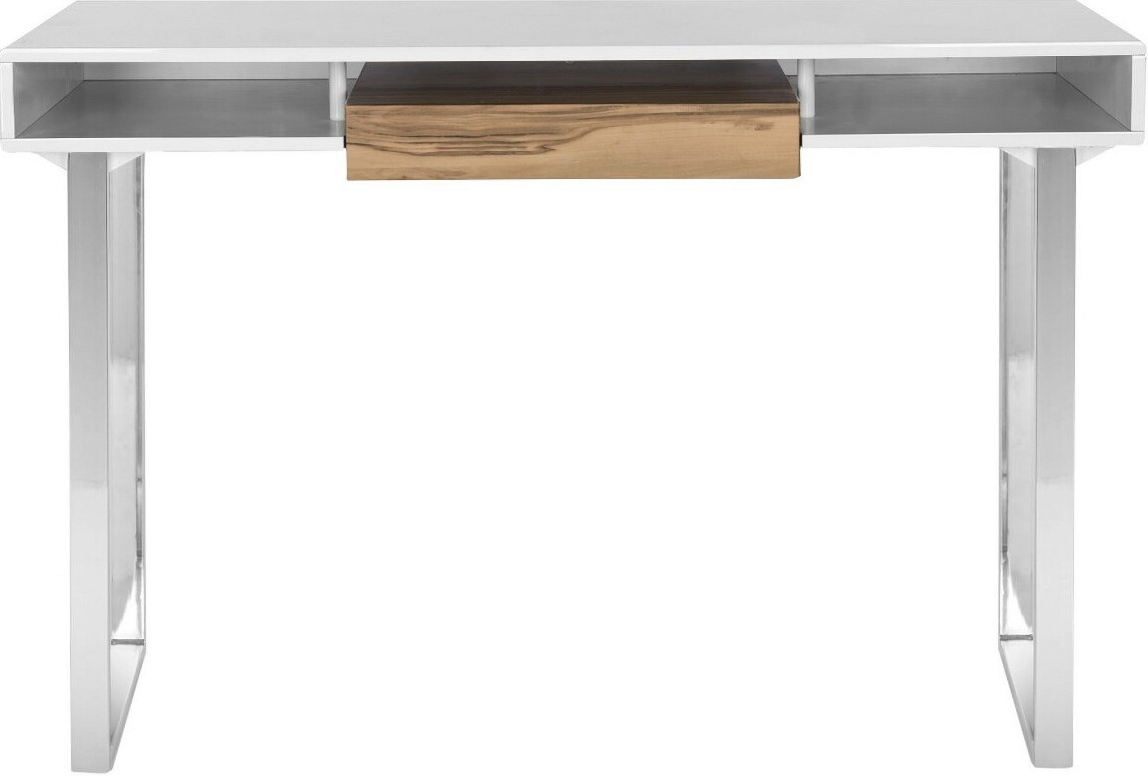 Metropolitan Natural, White and Chrome Computer Desk by Safavieh ...