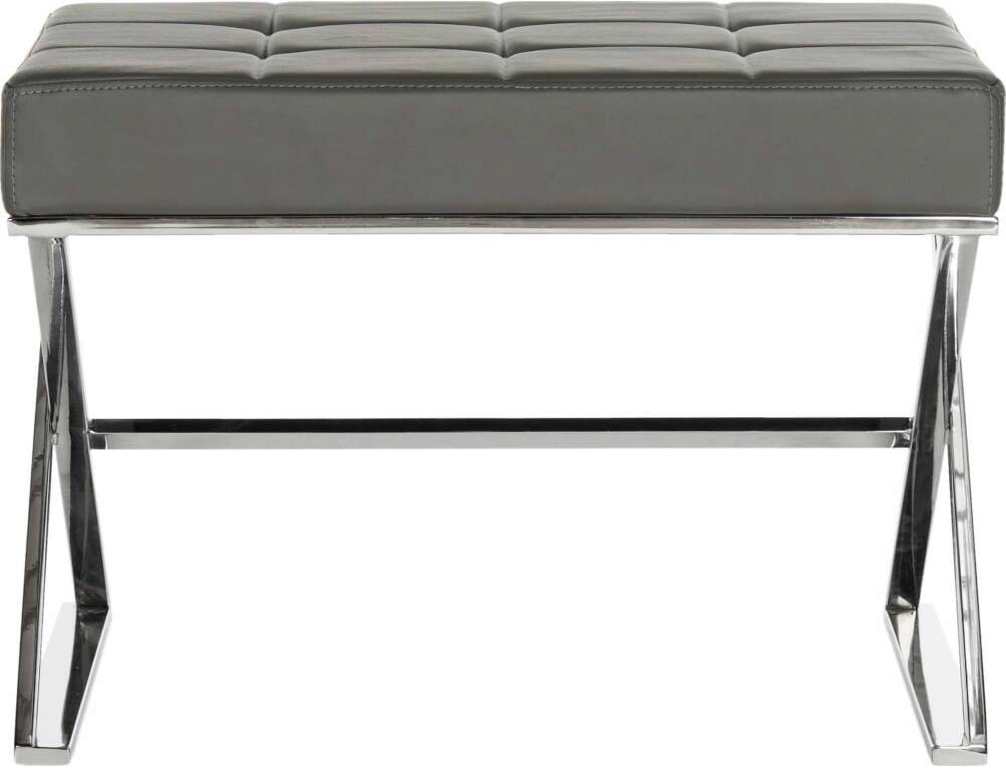 Micha Grey and Chrome Ottoman by Safavieh | 1StopBedrooms