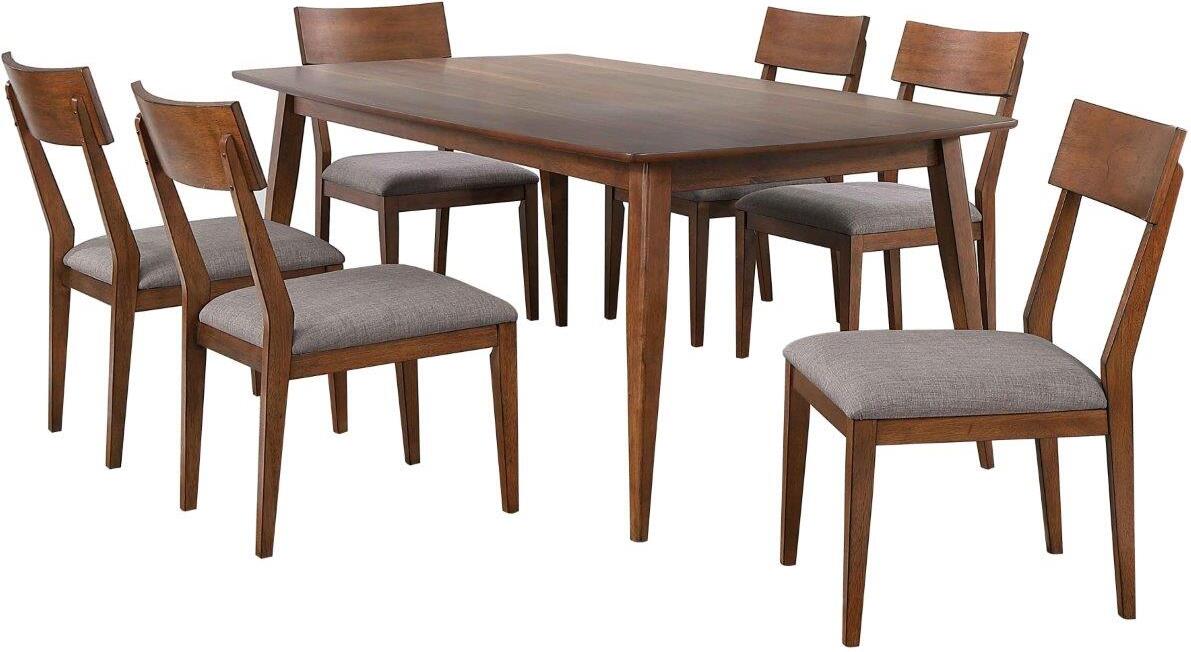 Mid Century Padded Performance Fabric Seats 7 Piece Rectangular Dining ...