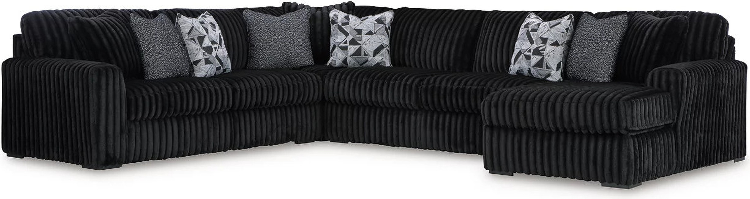 Midnight-Madness 4-Piece Sectional With RAF Chaise In Onyx by Ashley ...