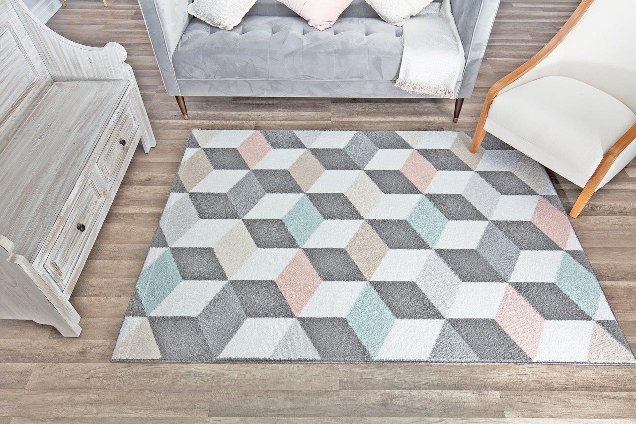 Mika MO20A Earl Grey Geometric Contemporary Multi 8' x 10' Area Rug by ...