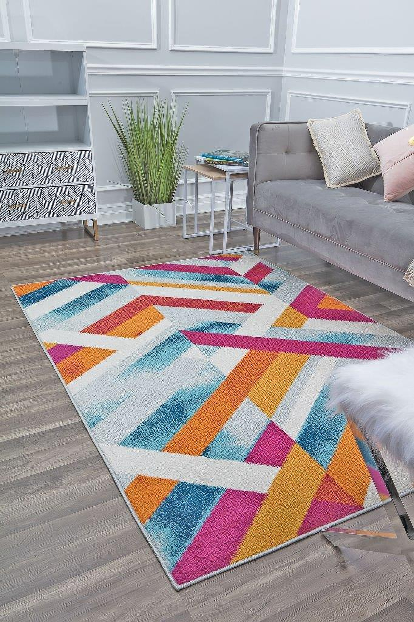 Mika MO40A Passionfruit Geometric Contemporary Orange 8' x 10' Area Rug ...