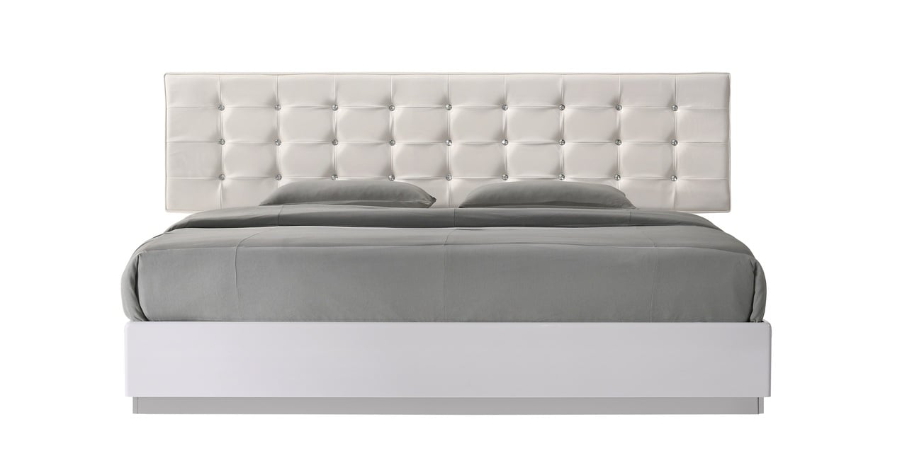 J M Furniture Milan Platform Bed Size Queen White