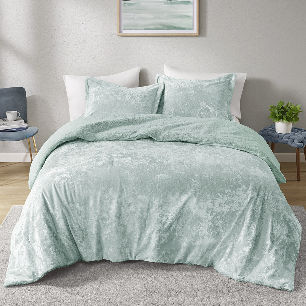 Mira Crushed Velvet Sherpa Reversible 3 Piece King/Cal King Comforter ...