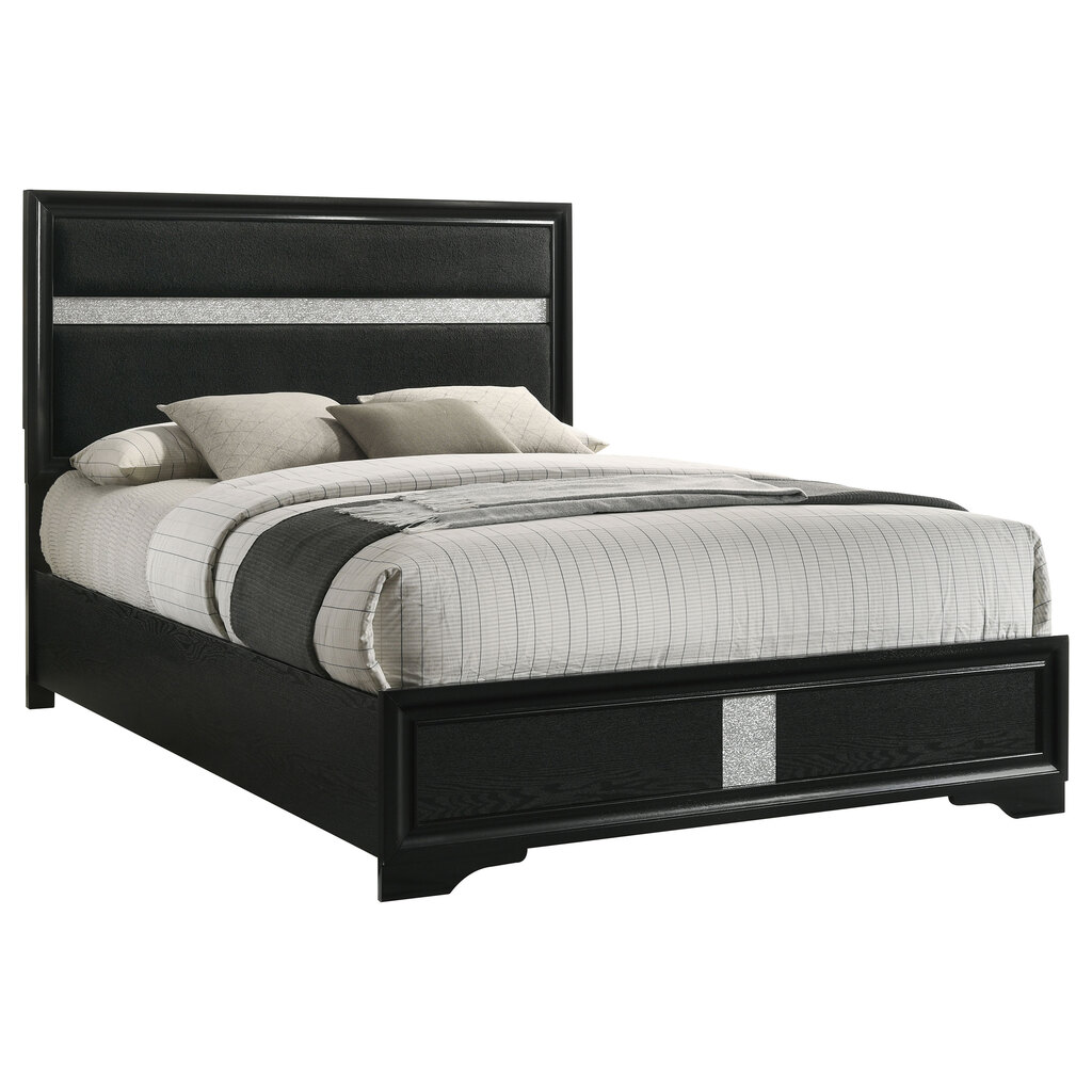 Miranda 54 Inch Upholstered Queen Panel Bed In Black by Coaster ...