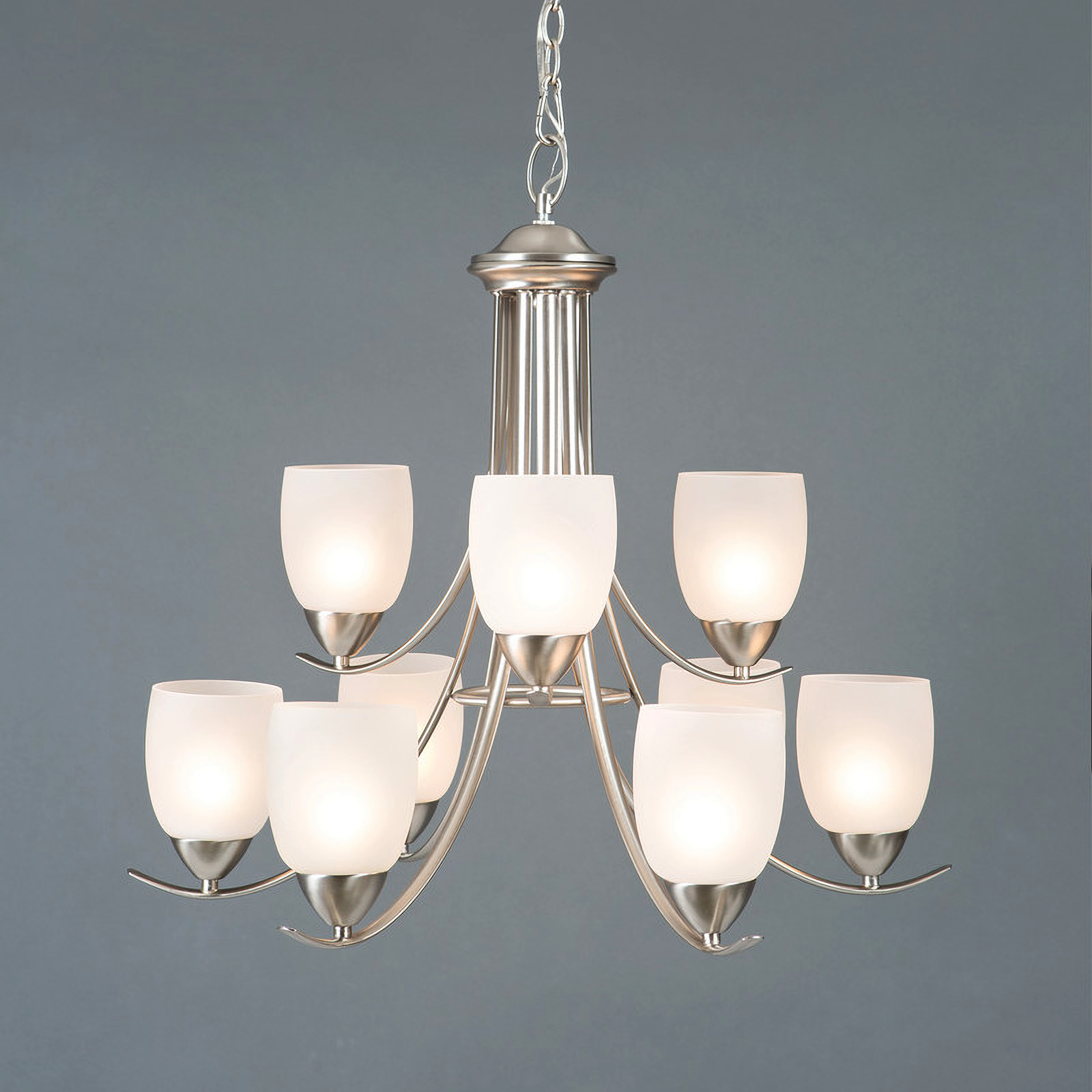 Mirror Lake Collection Nine Lights Chandelier In Brushed Nickel by ...