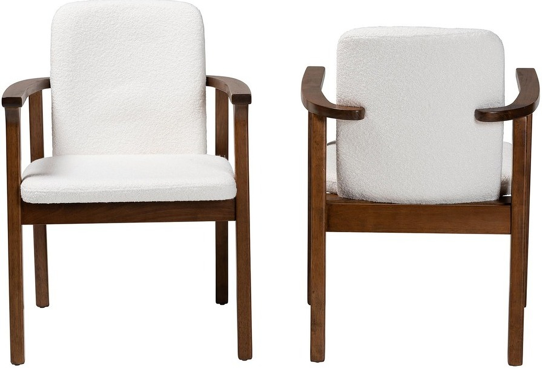 Miyagi Boucle Upholstered Dining Chair Set of 2 In White and Brown by ...