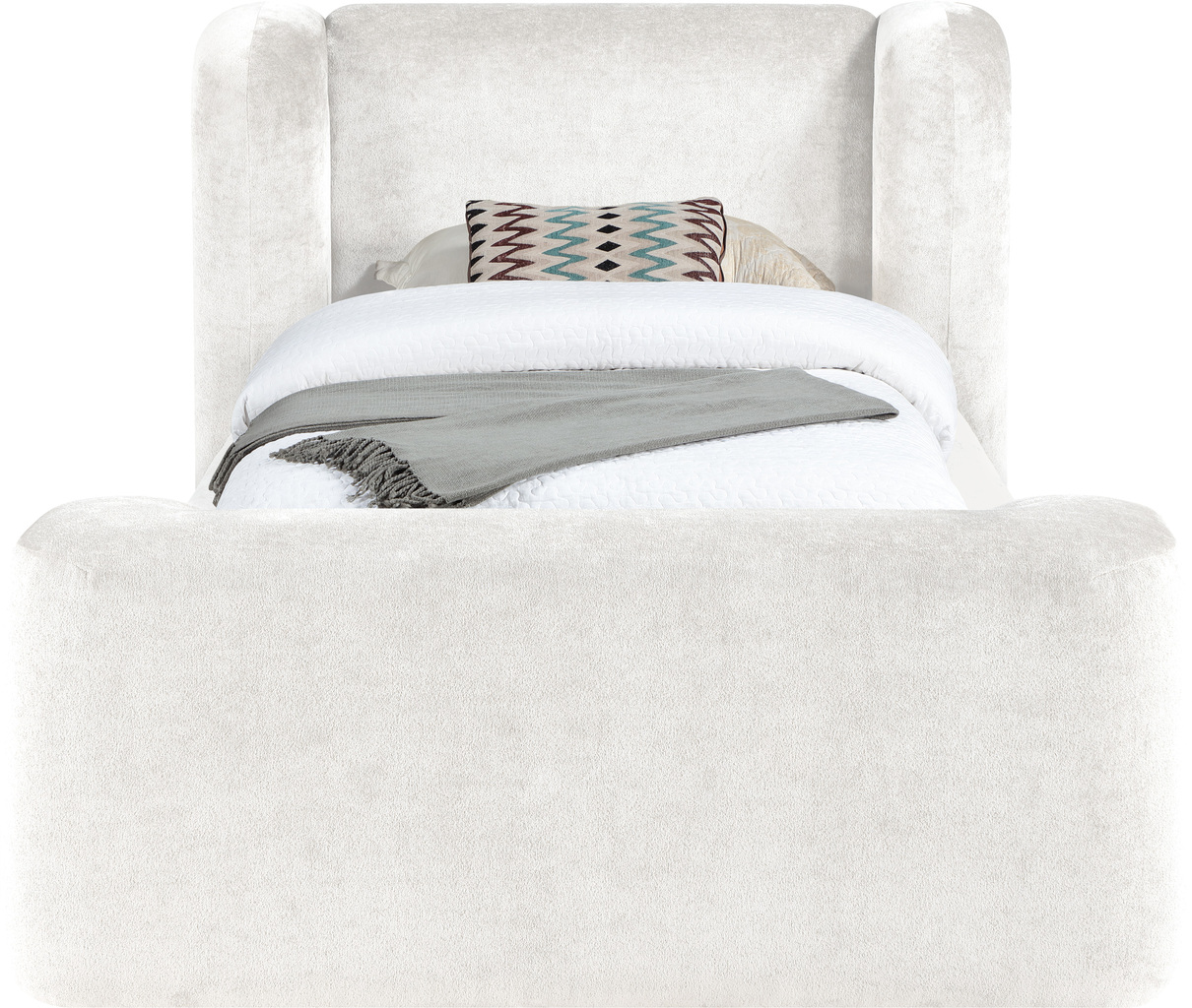 Modena Chenille Fabric Upholstered Twin Bed In Cream by Meridian ...