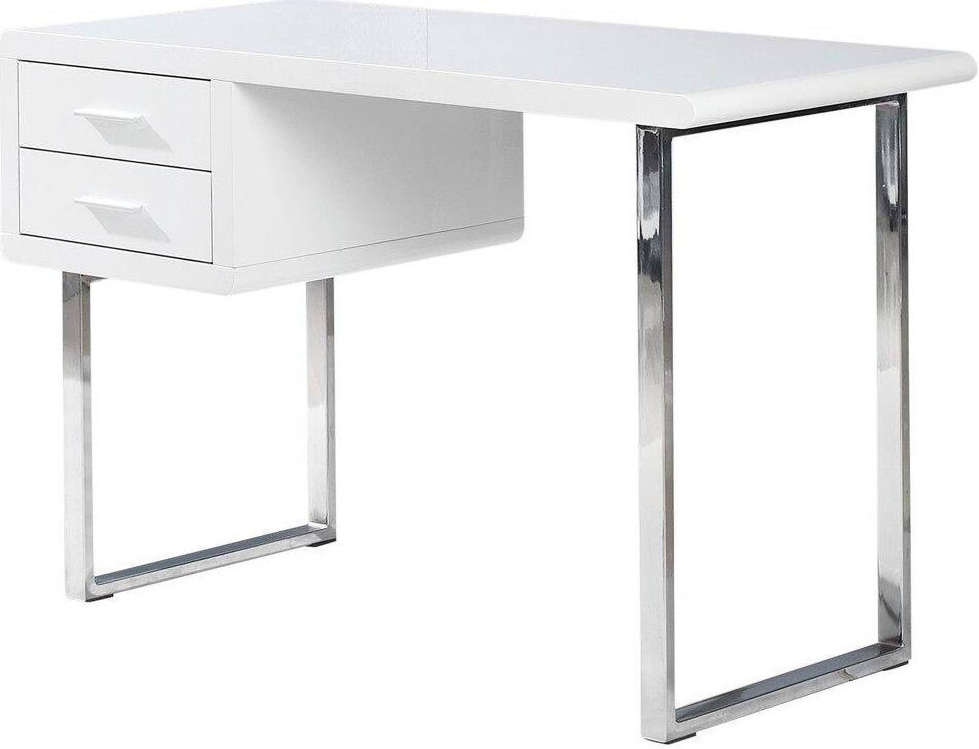 Modern 2 Drawer Poplar Wood Computer Desk In White High Gloss by Best ...