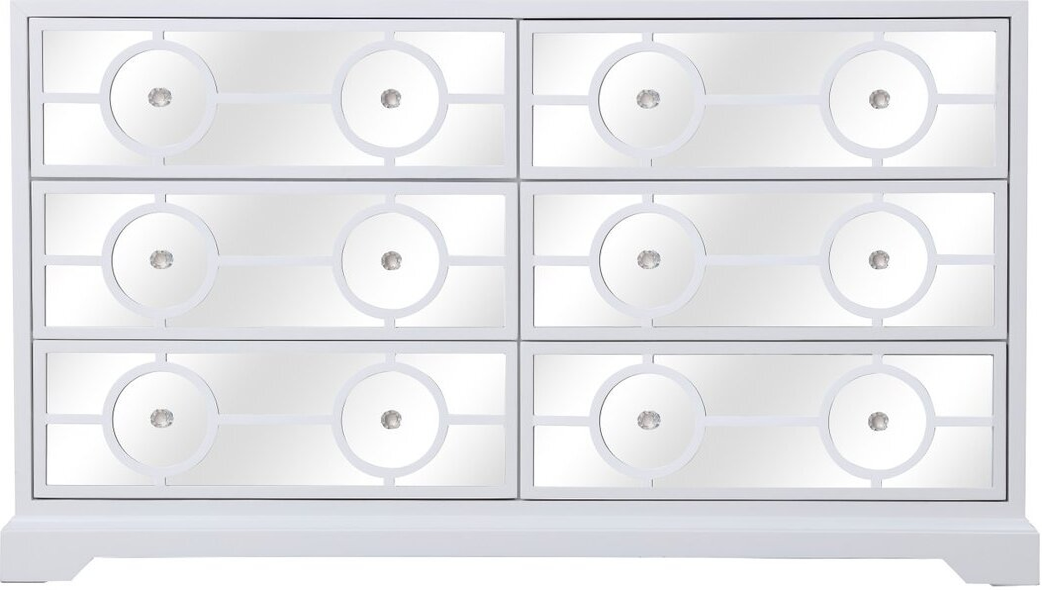 Modern 60 Inch Mirrored Six Drawer Cabinet In White by Elegant Lighting ...
