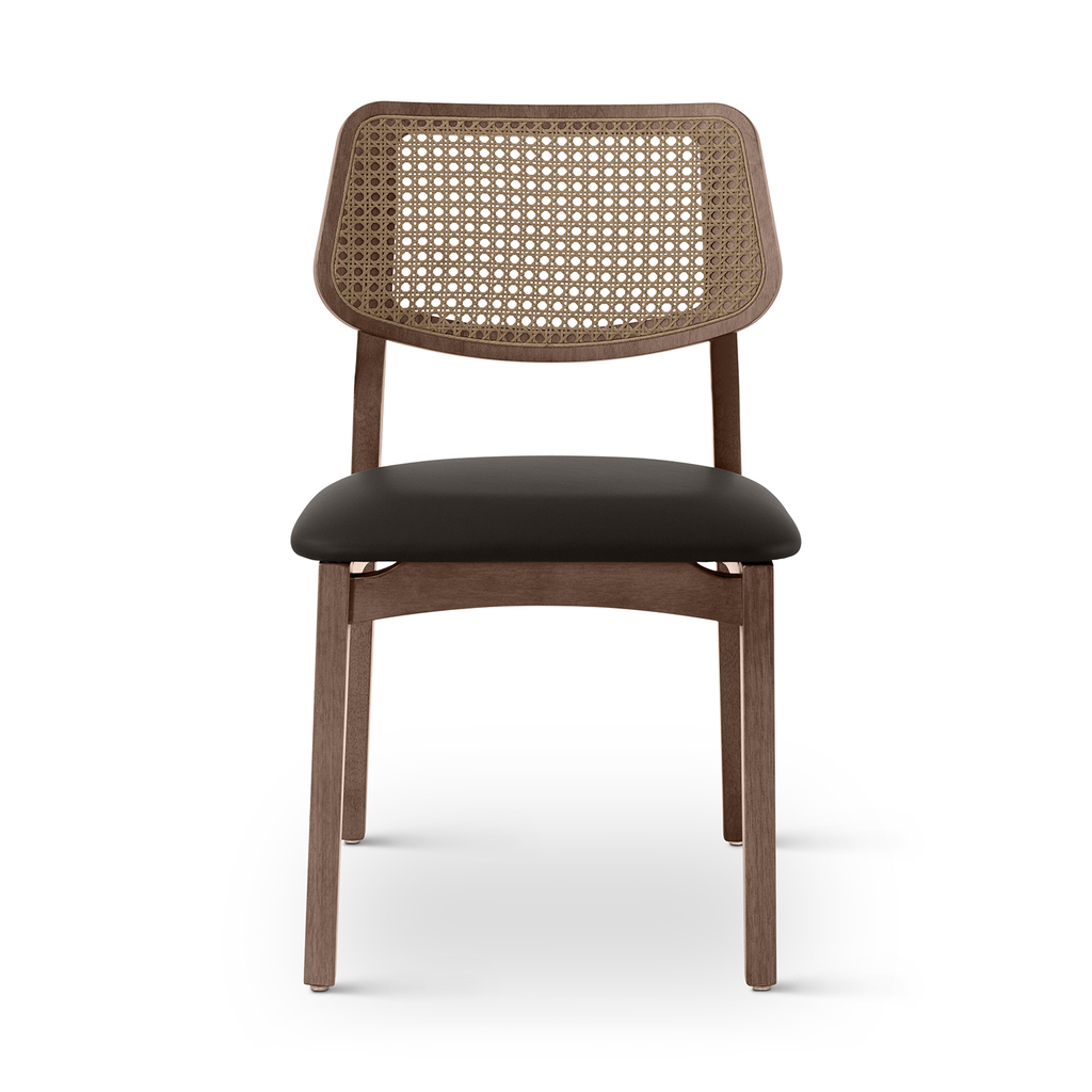 Modern Brazilian Beth Cane Side Chair In Shimmy Black and Nogal by ...