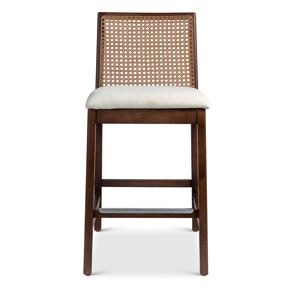 Modern Brazilian Nardia Cane Counter Stool In Medley Ivory and Nogal by Urbia | 1StopBedrooms