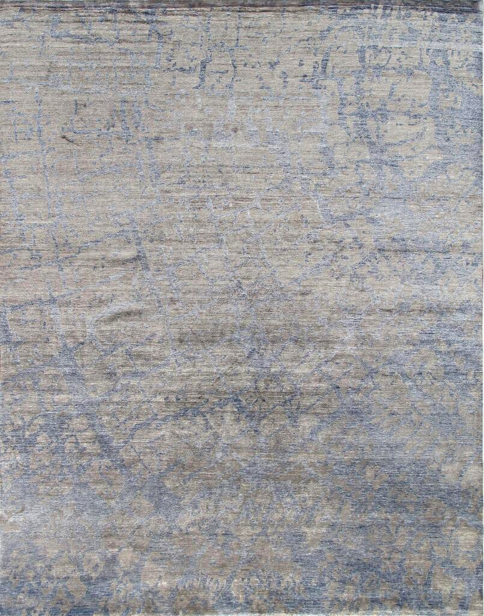 Modern Collection Hand-Knotted Silk Area Rug- 9' 1" x 11' 10" In Grey ...