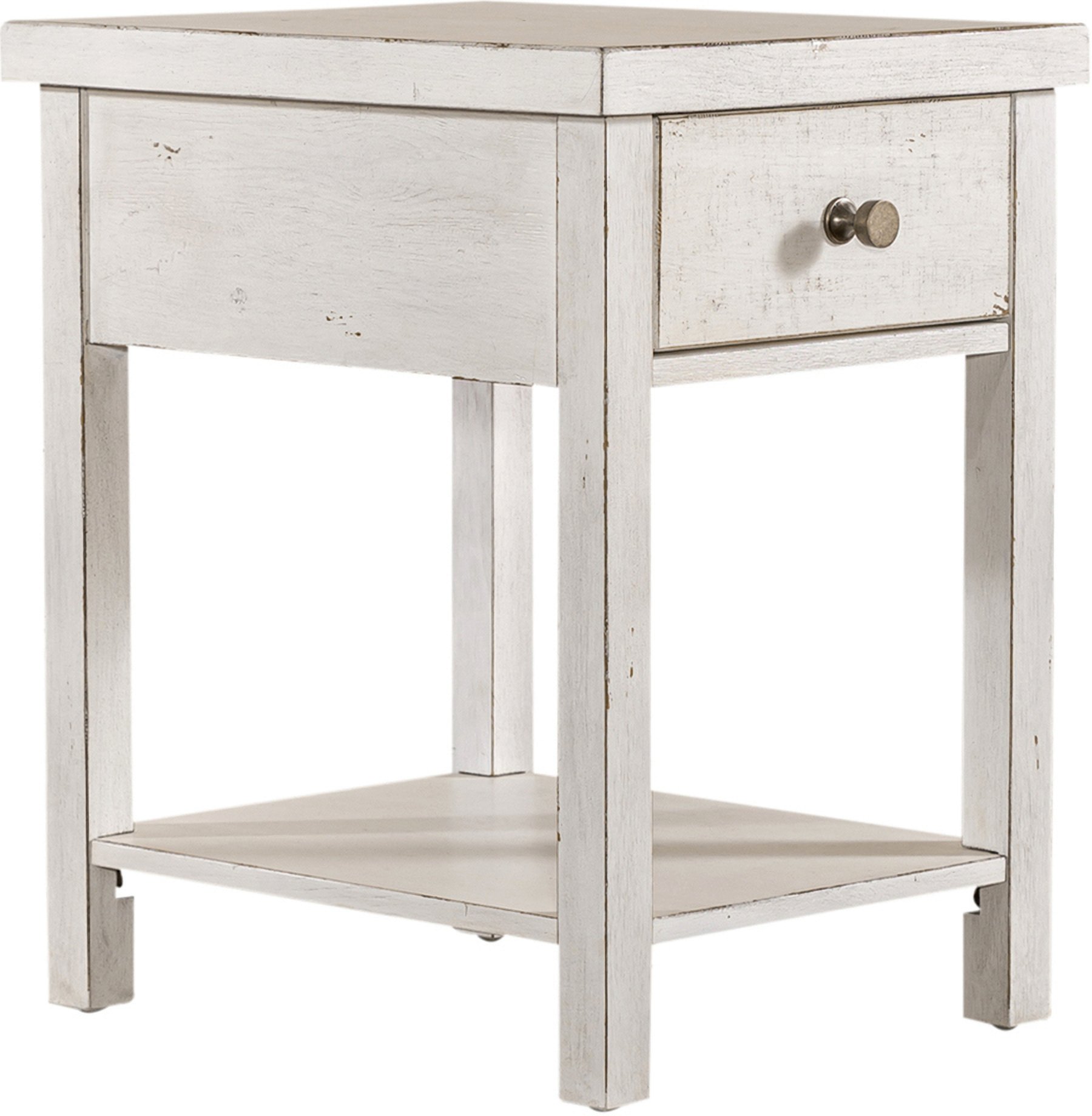 Modern Farmhouse Drawer Chair Side Table In White by Liberty ...