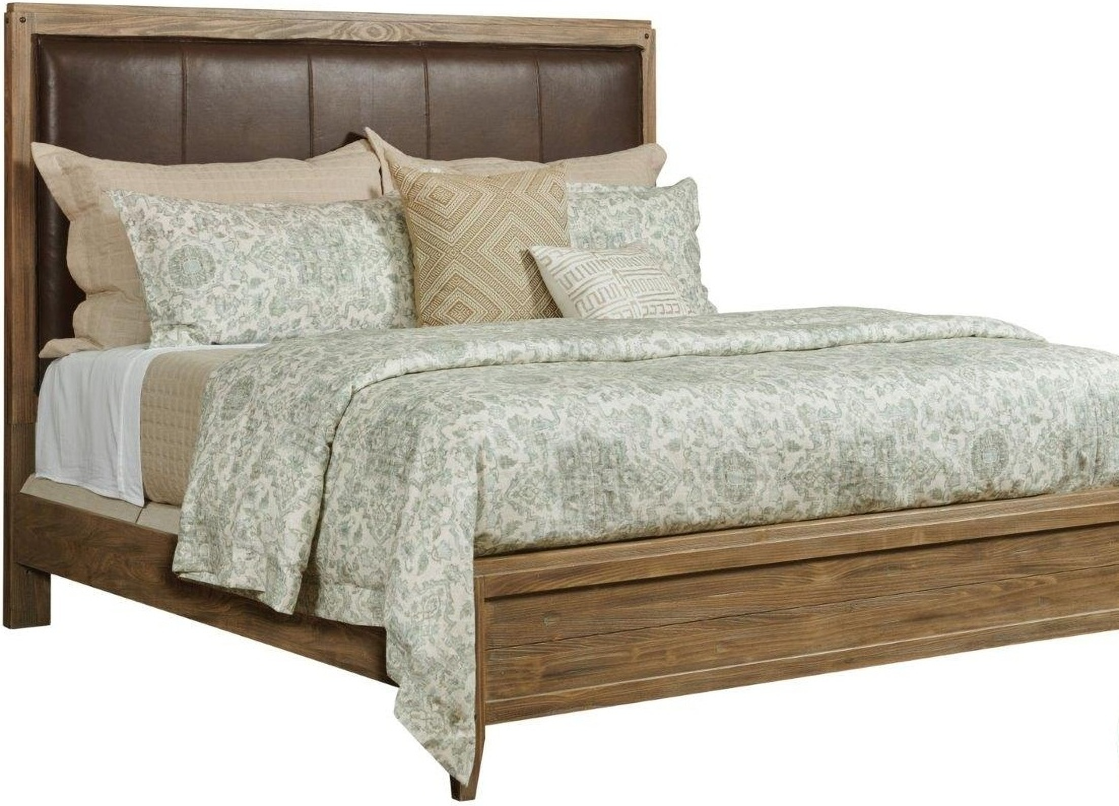 Modern Forge Light Stain Longview Queen Upholstered Panel Bed by ...