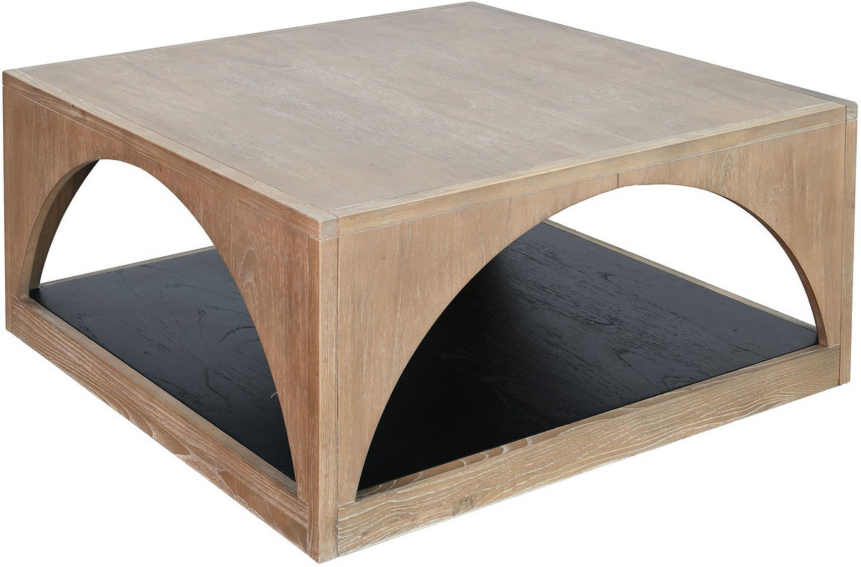Modern Wood Coffee Table with Arched Open Shelf Design In Umbra and Oak ...