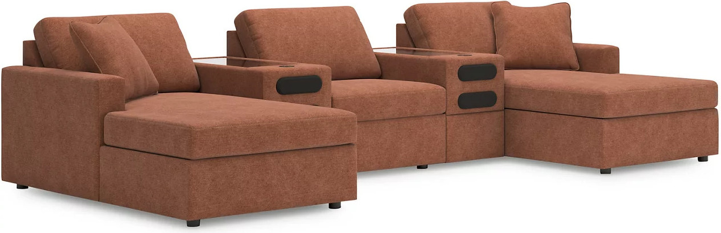 Modmax 5-Piece Double Chaise with Audio Consoles In Spice by Ashley ...