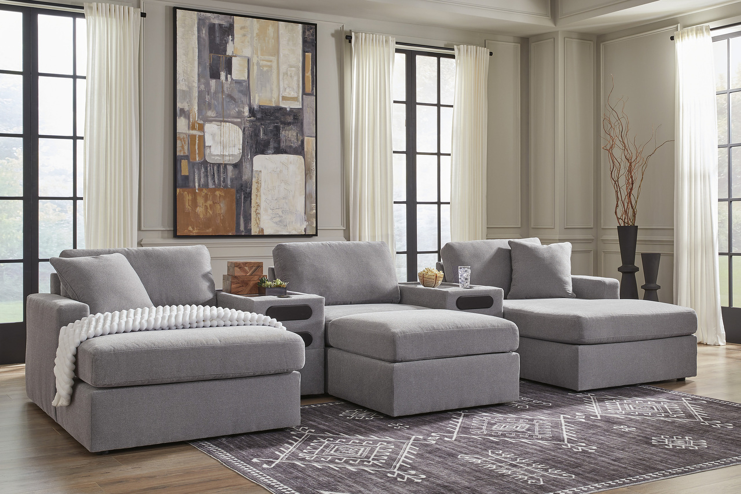 Modmax 5-Piece LAF Sectional and Ottoman In Granite by Ashley Furniture ...