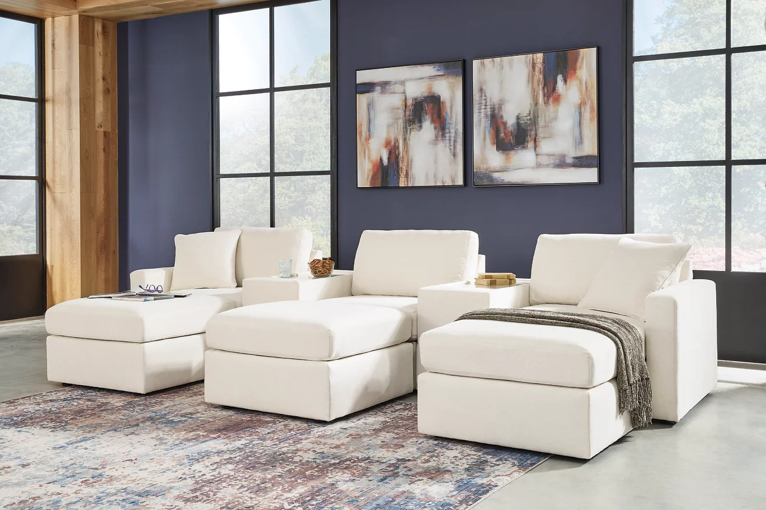 Modmax 5-Piece Sectional and 3 Ottomans In Oyster by Ashley Furniture ...