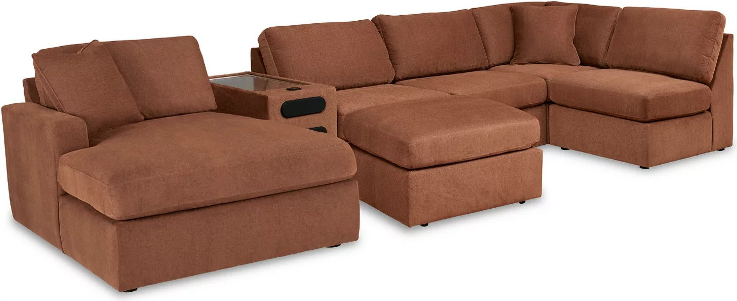 Modmax 6-Piece LAF Sectional with Audio Console and Ottoman In Spice by ...